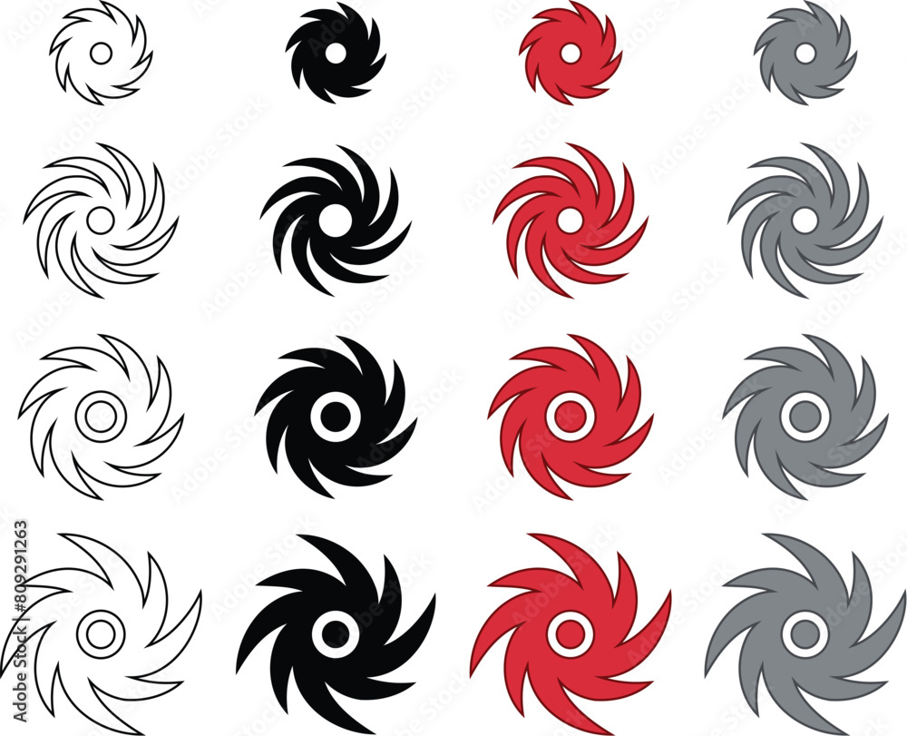 Category Hurricane Symbol Icon Clipart Set - Outline, Silhouette ...