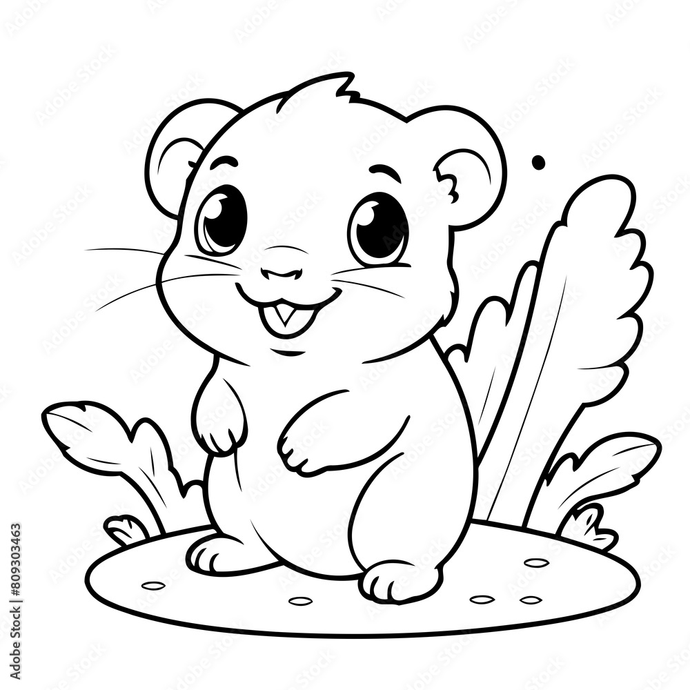 Simple vector illustration of Lemming drawing for kids colouring page ...