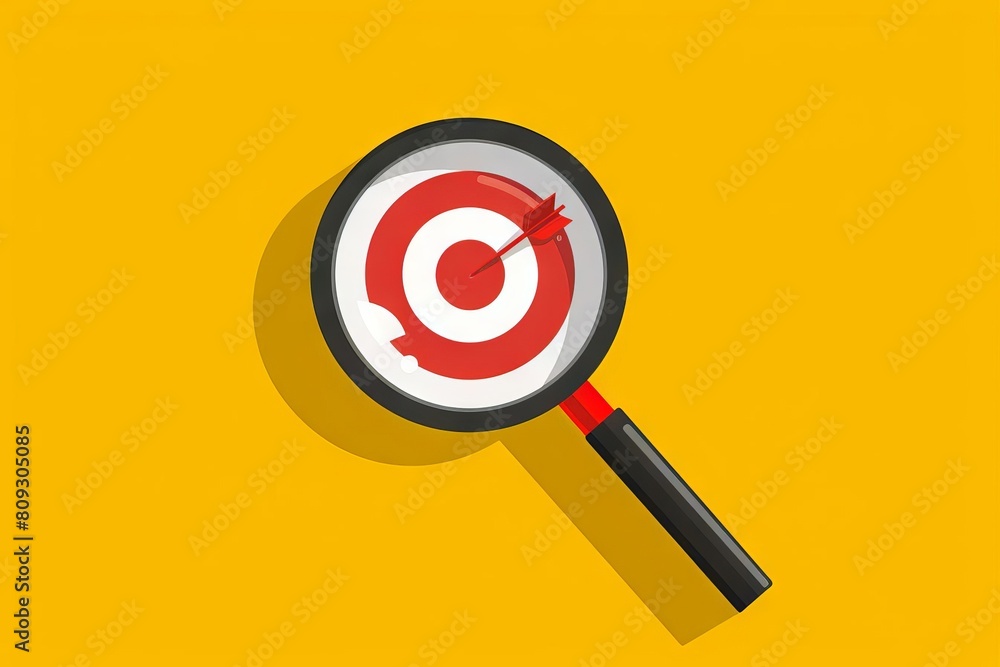 magnifying glass focusing on target and creativity generating ...