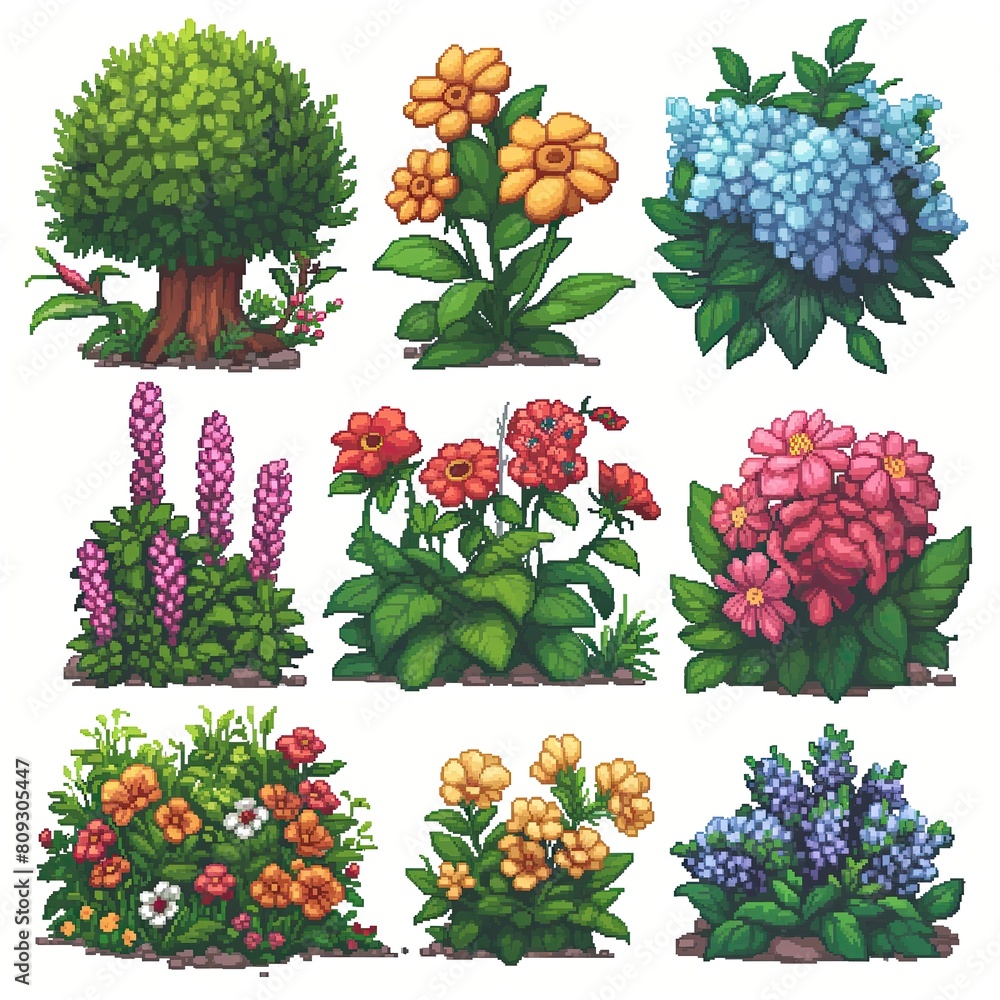 Garden Plants Outdoor Design Flowers Trees Natural Landscape Decor ...