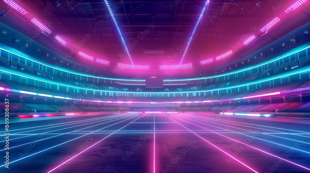Futuristic color neon of a major sports event brings energy and ...