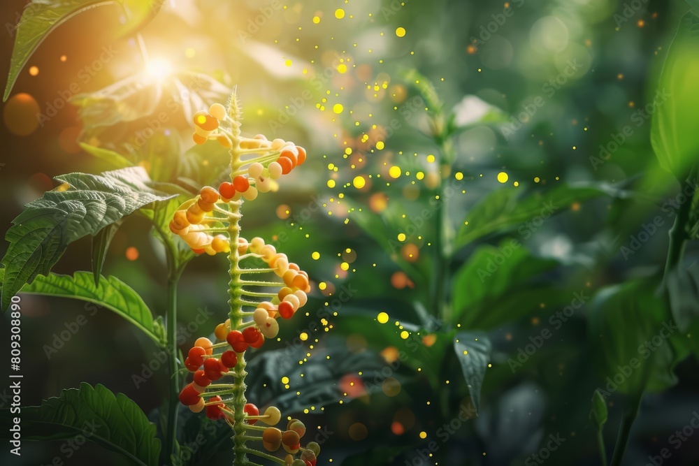 GMO food and genetically modified crops concept illustrated with an ...