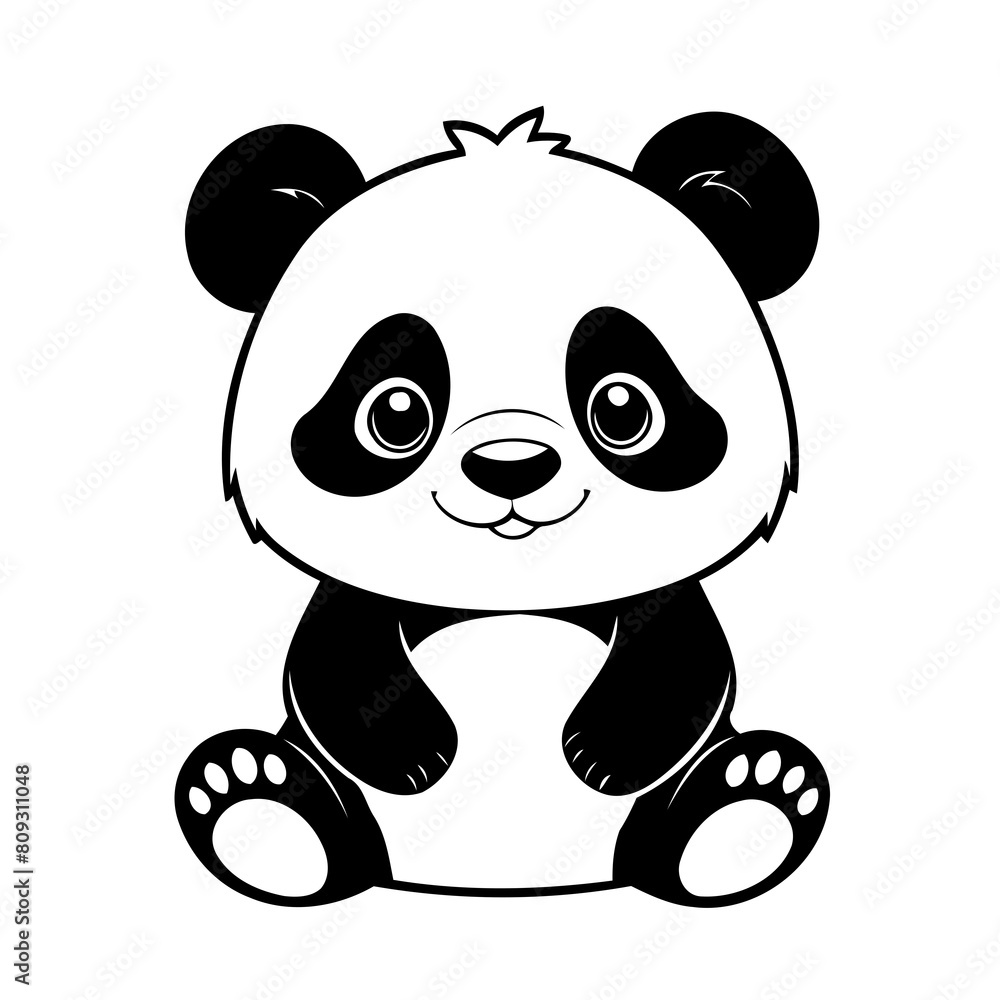 Vector illustration of a cute panda doodle drawing for kids page Stock ...