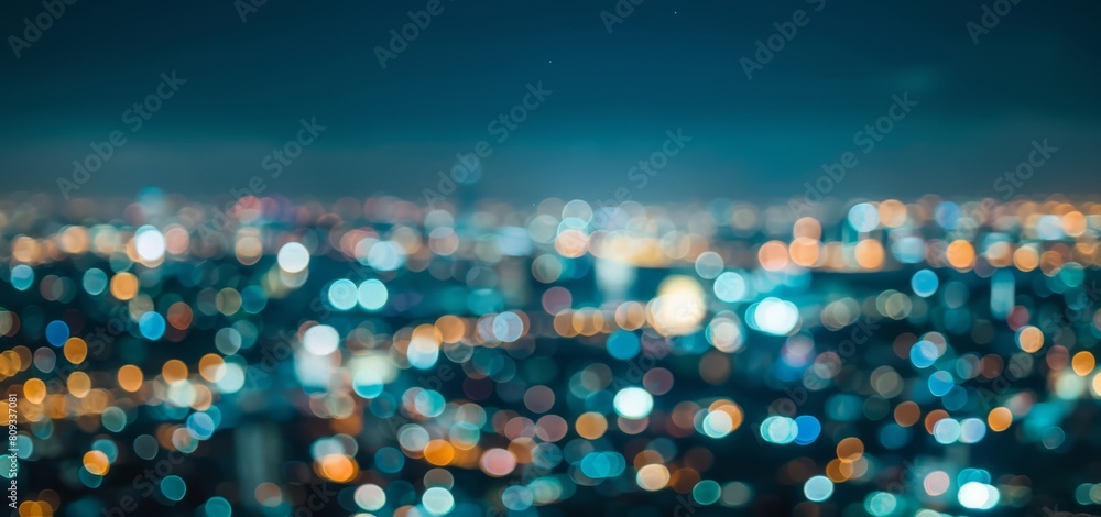 Dreamy, abstract view of a city at night, this image captures the ...