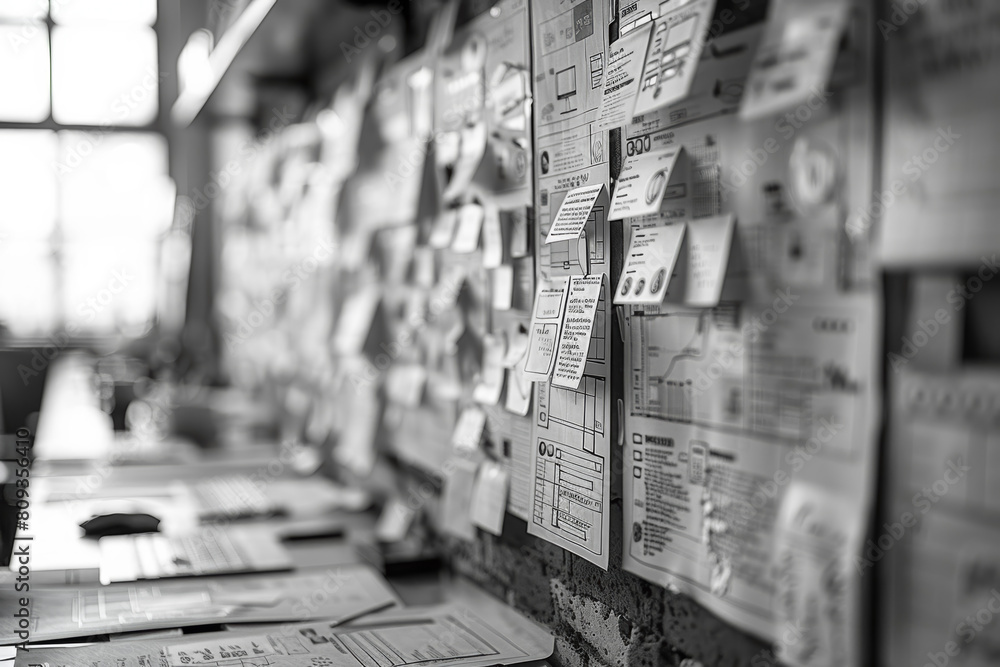 Wireframes outlining the structure and layout of a new software ...