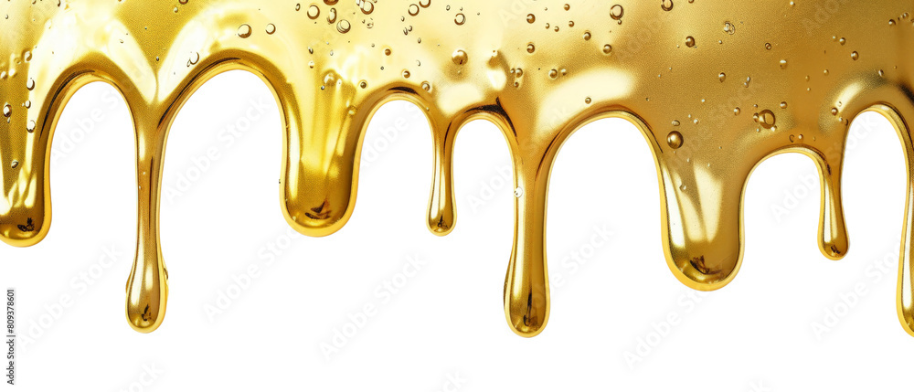 melted gold dripping isolated on transparent background cutout Stock ...