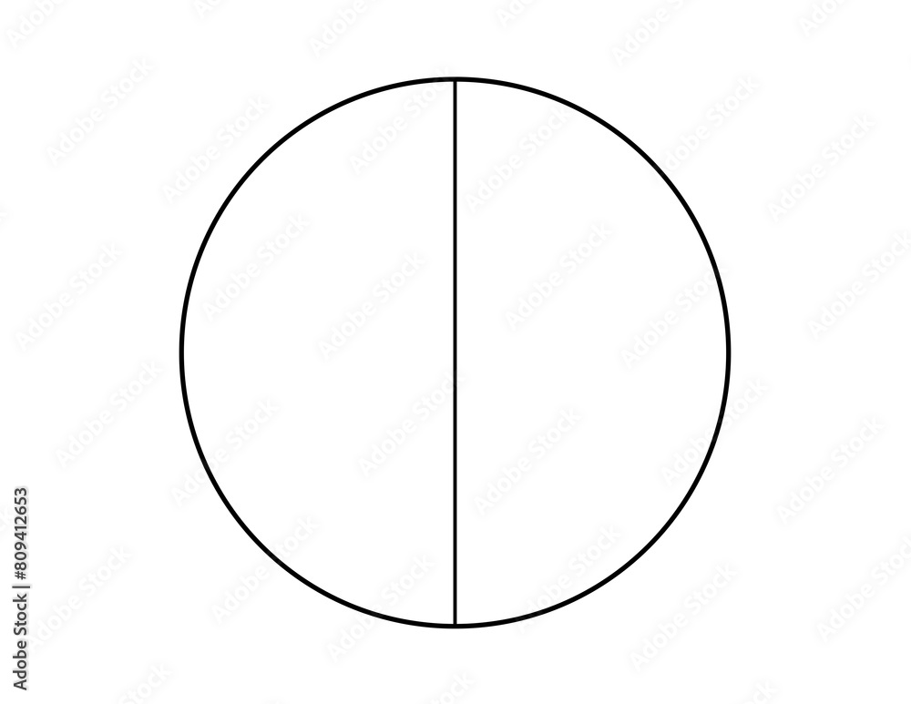 half of a circle fraction blank drawing. you can print it on standard 8 ...