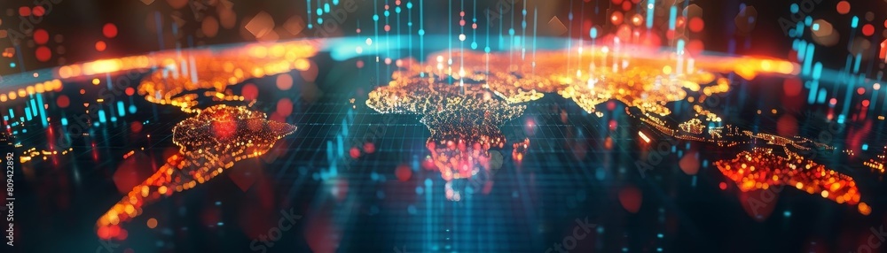 3D graph of stock market indices across different countries, ideal for ...