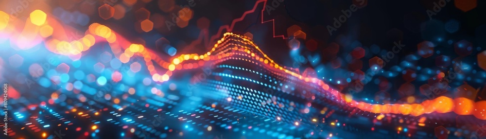 An elegant 3D financial graph with smooth curves and sophisticated ...