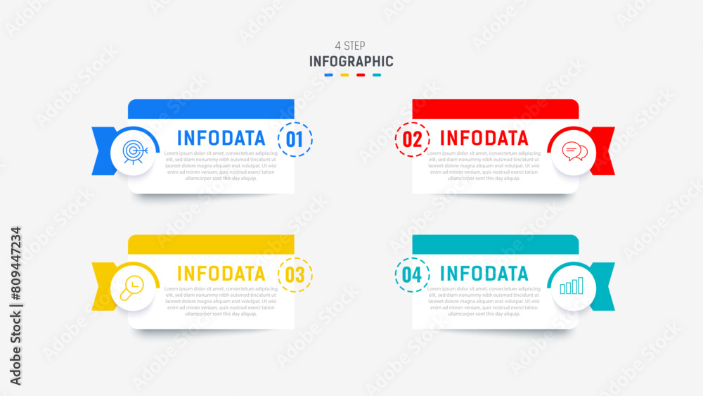 Four Step Infographic element design Vector template for presentation ...
