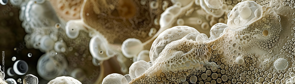 Electron microscope image of fungal spores detailed surface texture ...