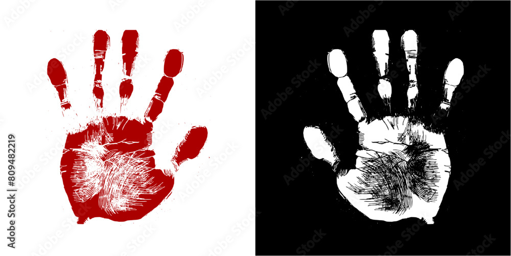 handprint silhouette hand black background and transparent, premium ...