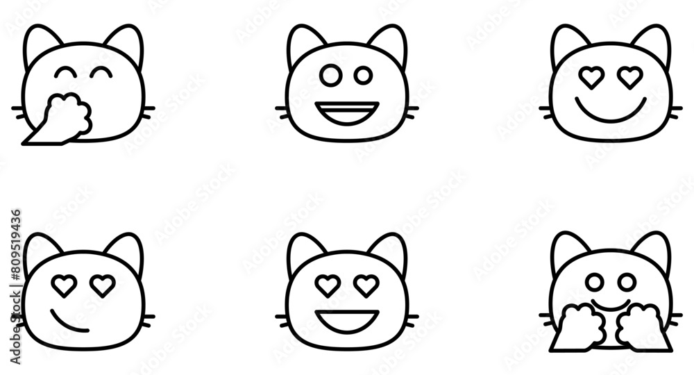 Smiley Face Emoji Cat Smiley Line Icon pictogram symbol visual ...