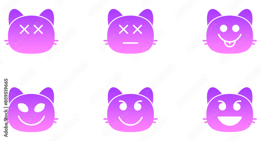Cat Smiley Glyph Icon Smiley Face Emoji pictogram symbol visual ...