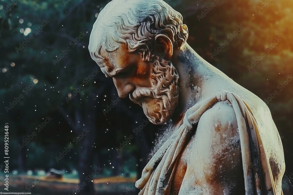 Abstract classic stoic ancient greek, roman sculpture. Portraying a ...