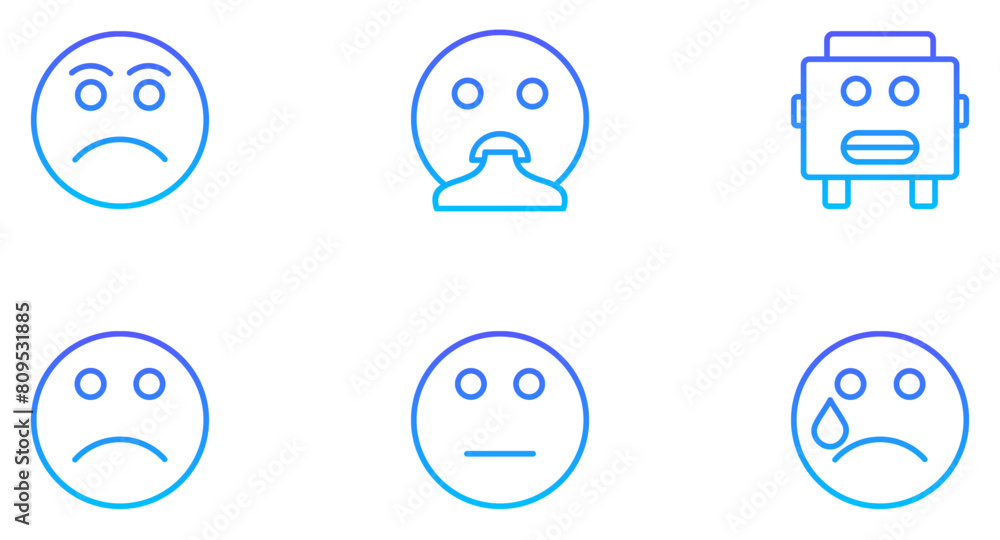 Vector de Stock Smiley Face Emoji Smiley Line Gradient Icon pictogram ...