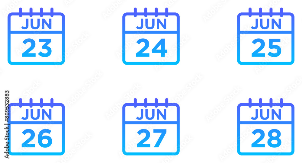 June Calendar Line Gradient Icon pictogram symbol visual illustration ...