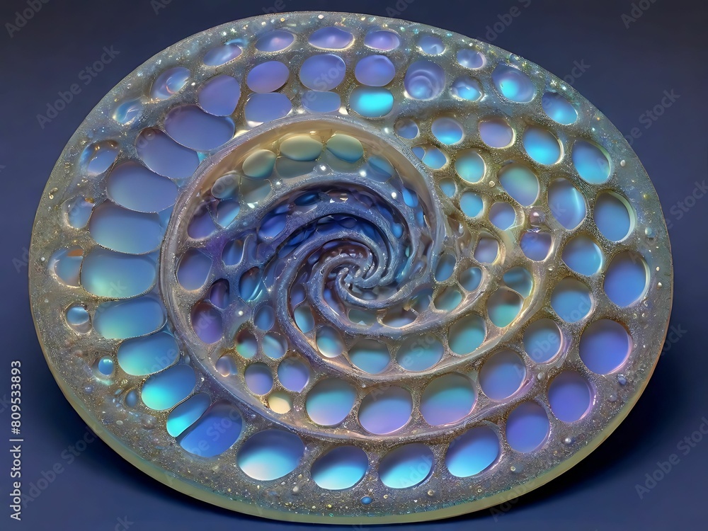 Visualize a holographic Apollonian spiral, a logarithmic spiral formed ...