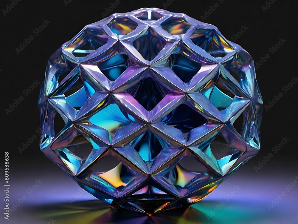 Design a holographic grid of hyperbolic tetrahedrons, visualized as ...
