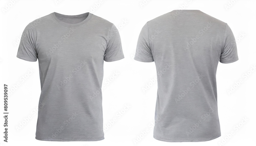 grey t-shirt front and back view. mockup Stock Photo | Adobe Stock