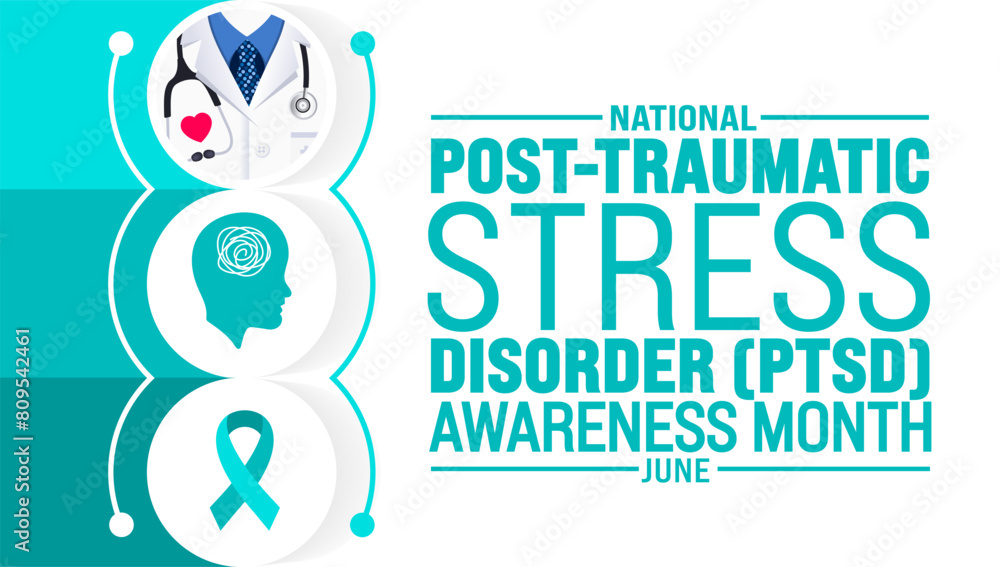 Posttraumatic Stress Disorder or PTSD Awareness Month background ...