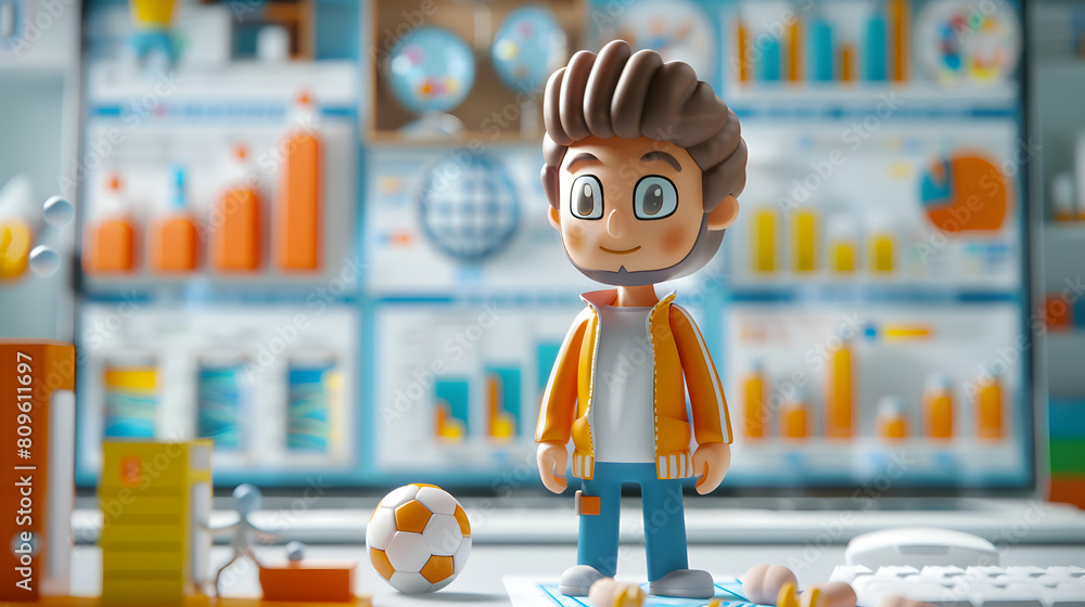 3D cute cartoon icon as Sports Data Analyst Enhancing Team Performance ...