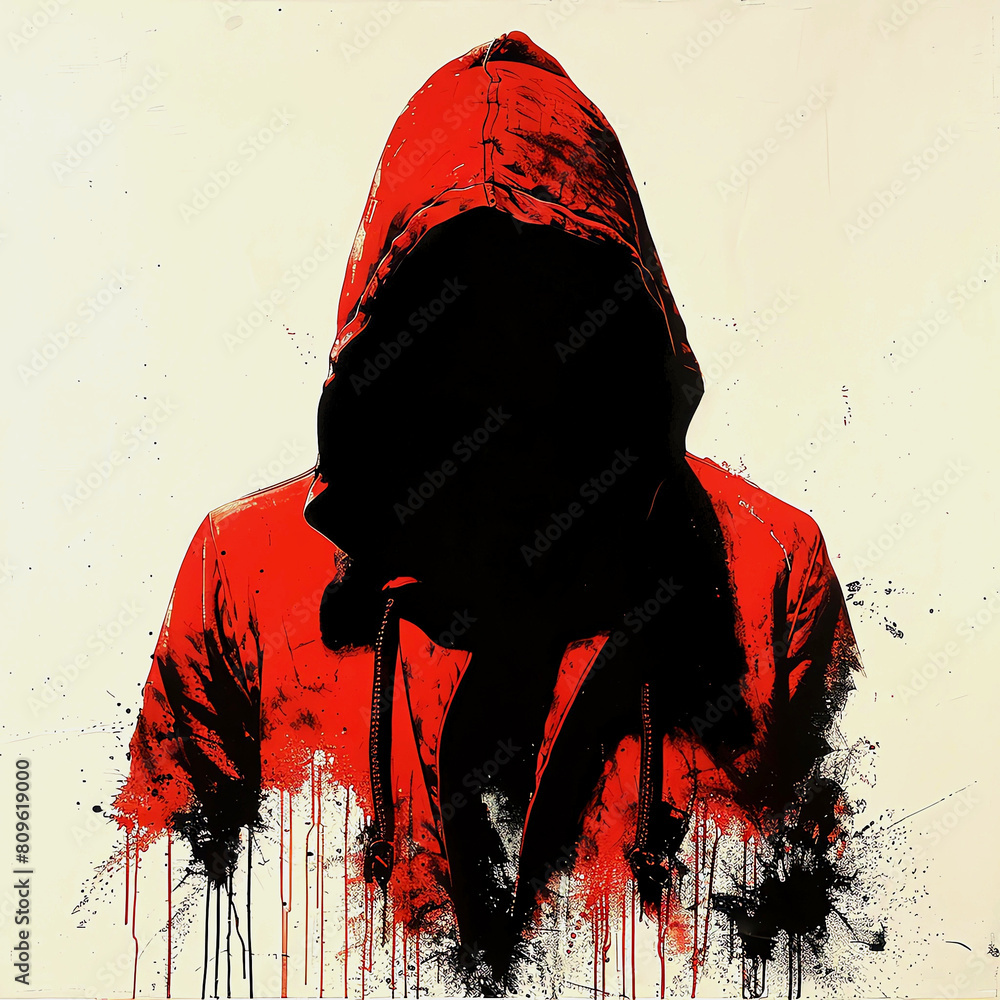 Grunge Art of an Isolated Person With Their Face Concealed in Shadow ...