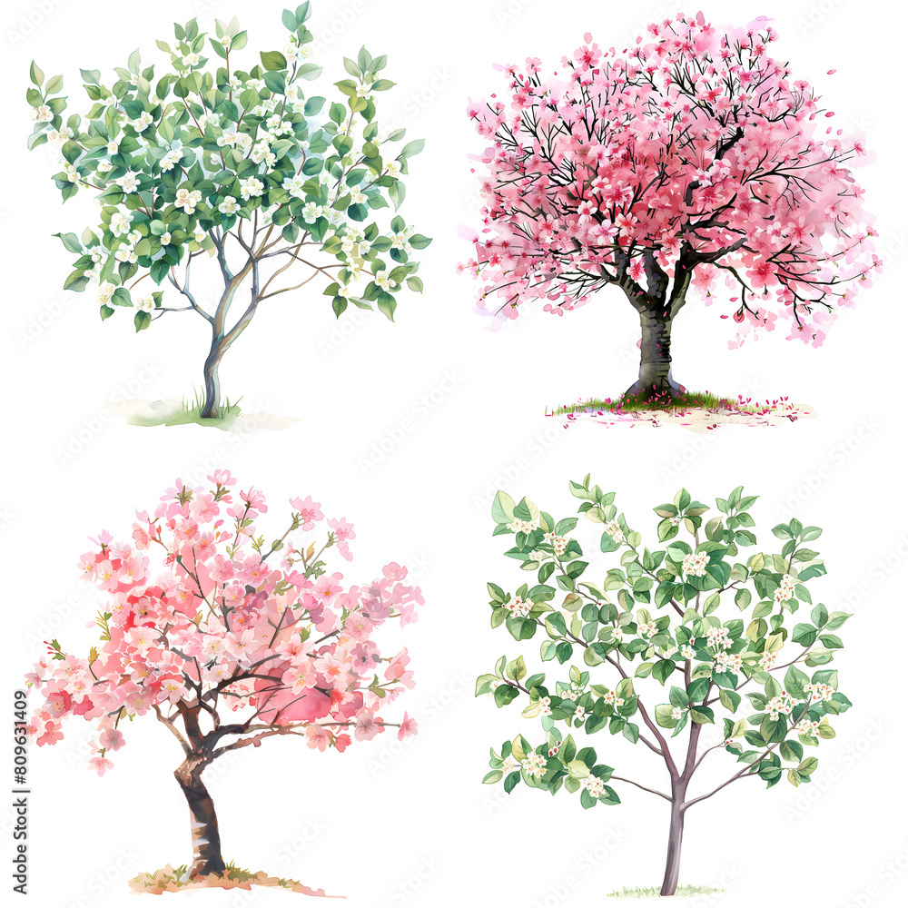 Trees front view, PNG, watercolor style vector tree, serviceberry ...