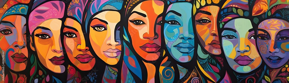 Multicultural Portrait: Painting Highlighting Women of Various Skin ...