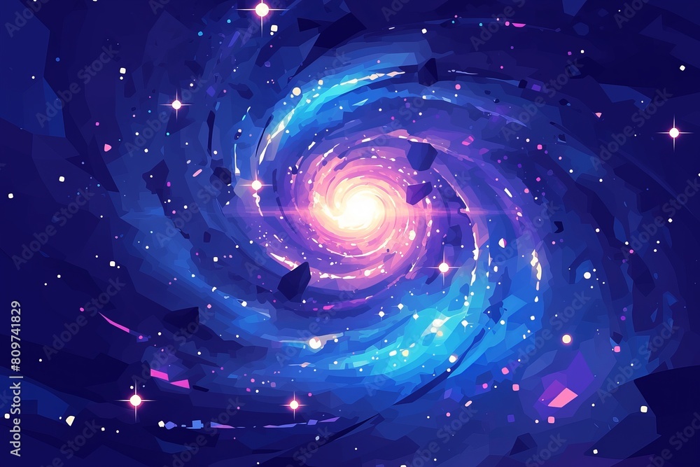 Dark matter core flat design front view center of the galaxy theme ...