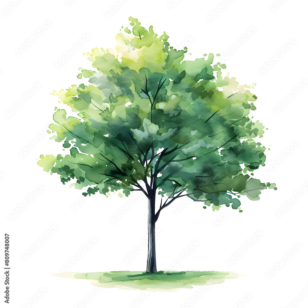 Trees front view, PNG, watercolor style vector tree, maple tree ...