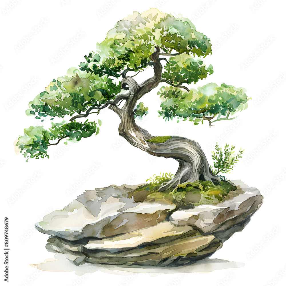 Trees front view, PNG, watercolor style vector tree, bonsai tree ...