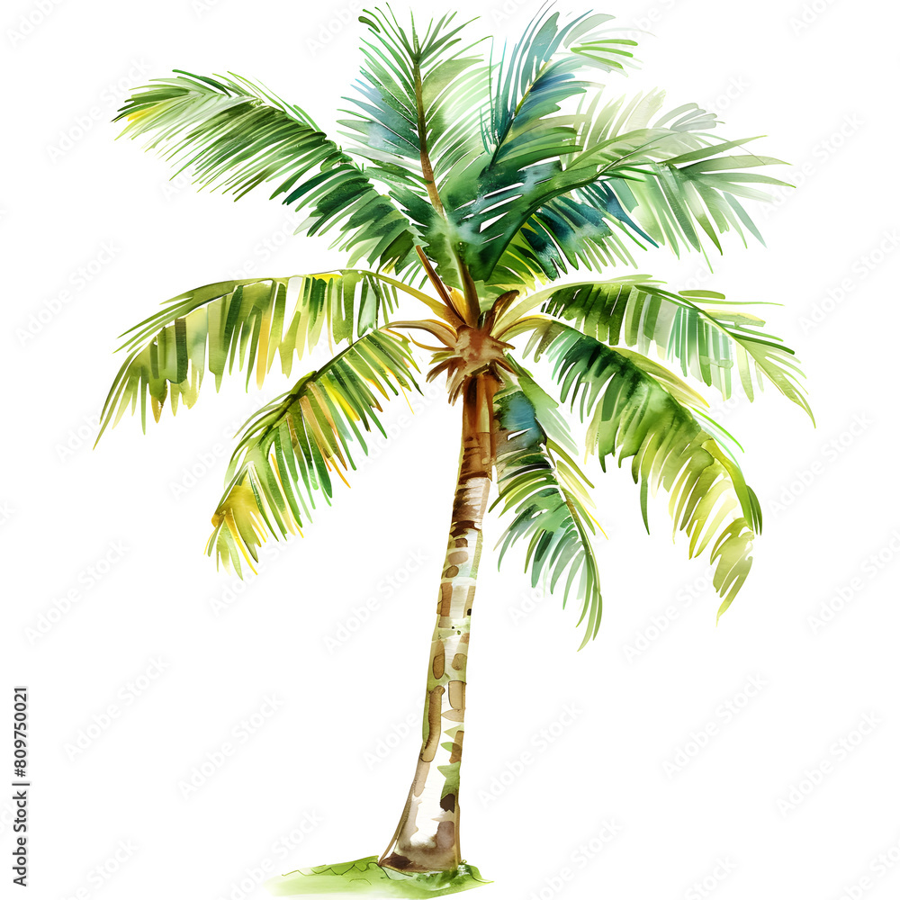 Trees front view, PNG, watercolor style vector tree, palm tree ...