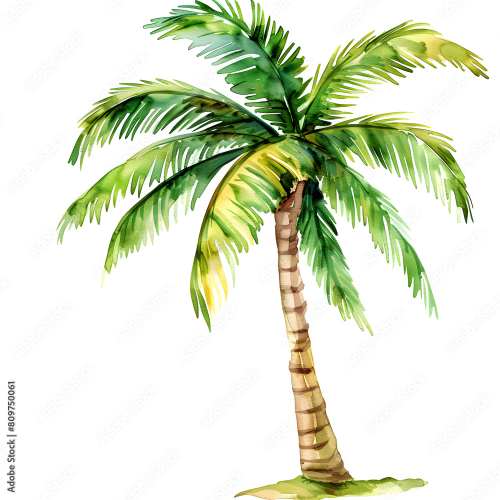 Trees front view, PNG, watercolor style vector tree, palm tree ...