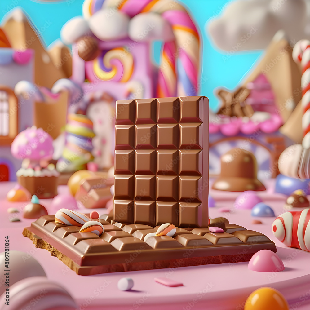Delectable 3D Chocolate Bar in Candy Factory Backdrop for Captivating ...