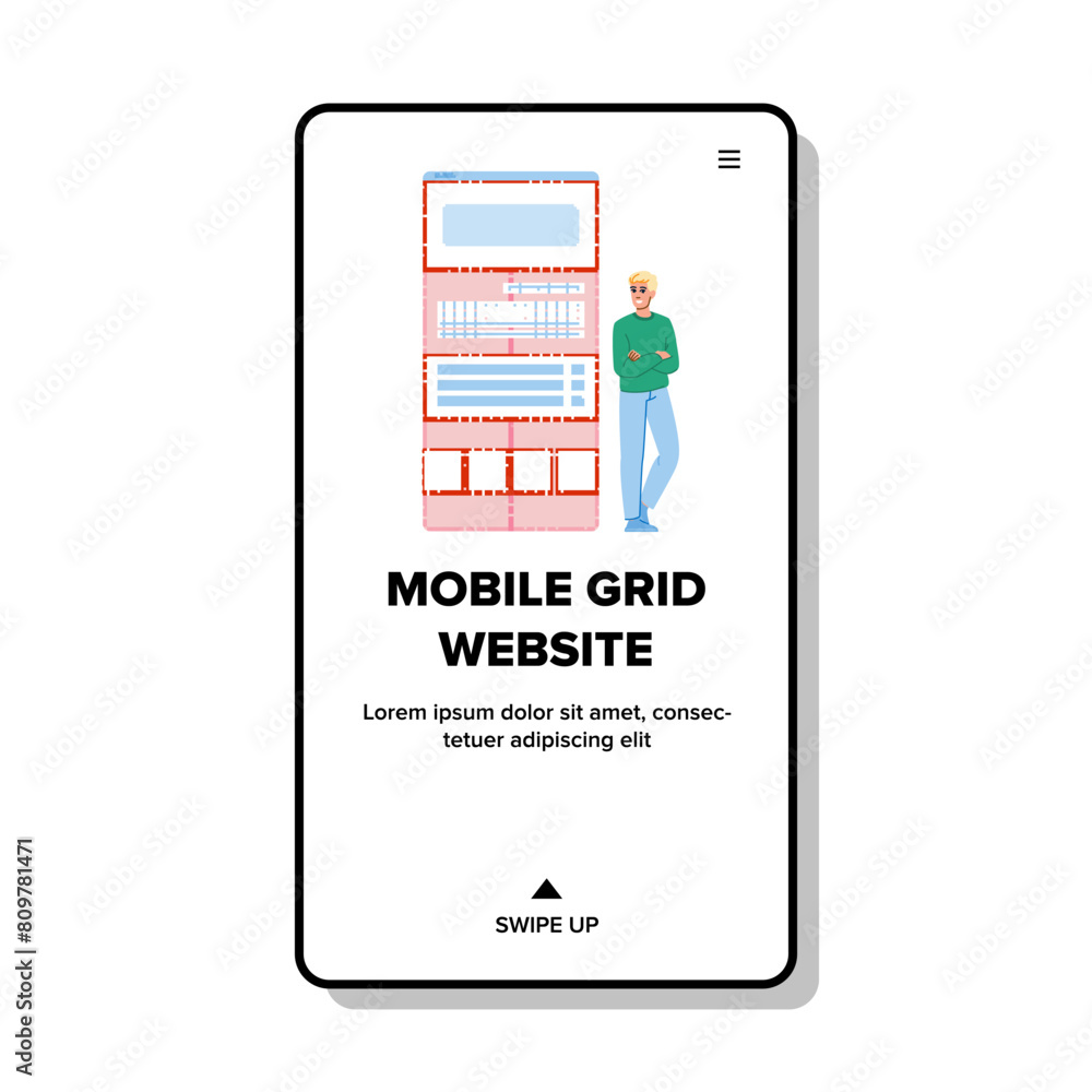 user mobile grid website vector. friendly friendly, functionality ...