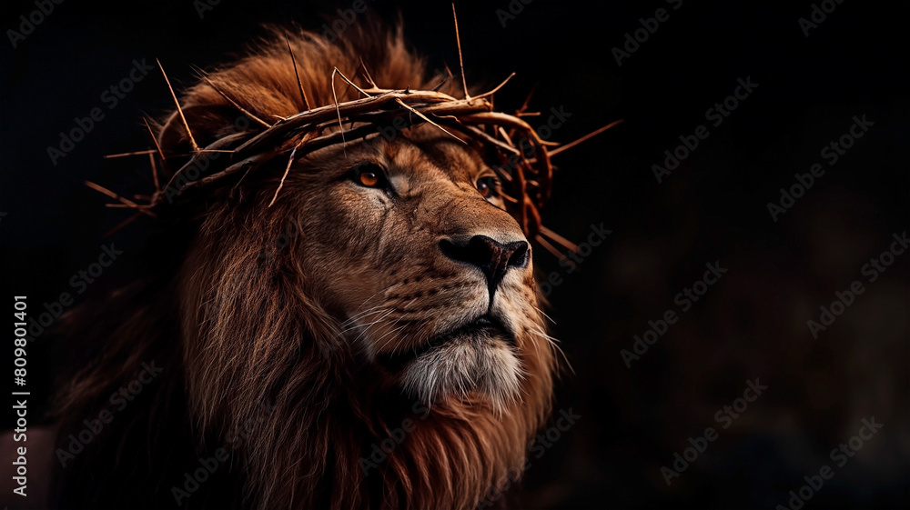 Concept of sacred imagery of Christian iconography with the lion of ...