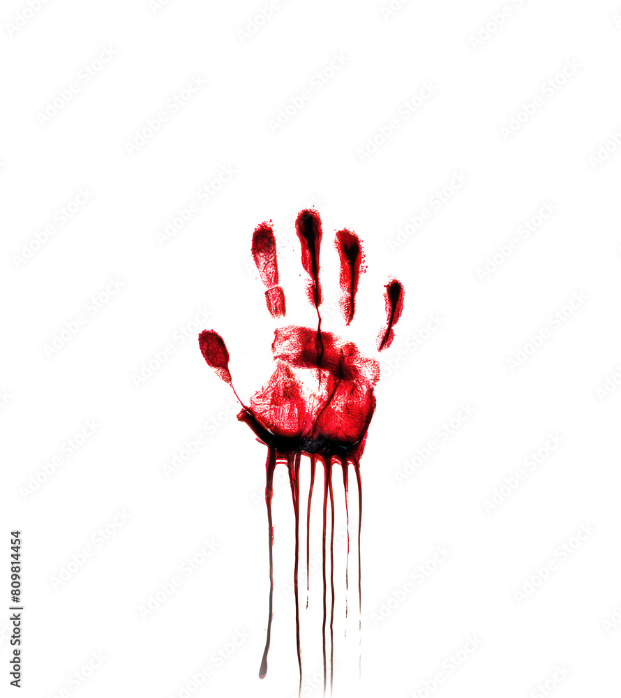 Dripping red blood handprint. Isolated transparent background PNG ...