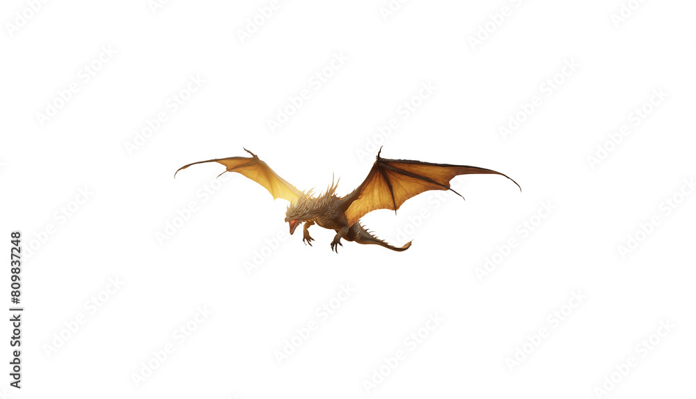 Ilustración de Stock Golden yellow dragon in flight. Isolated ...