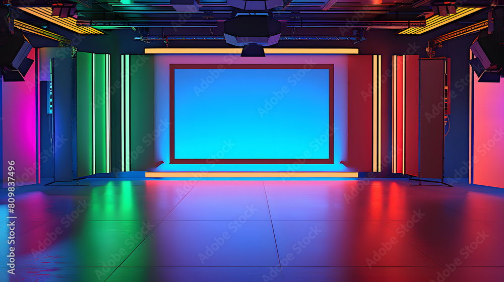 Chroma tv screen studio virtual background Stock Illustration | Adobe Stock