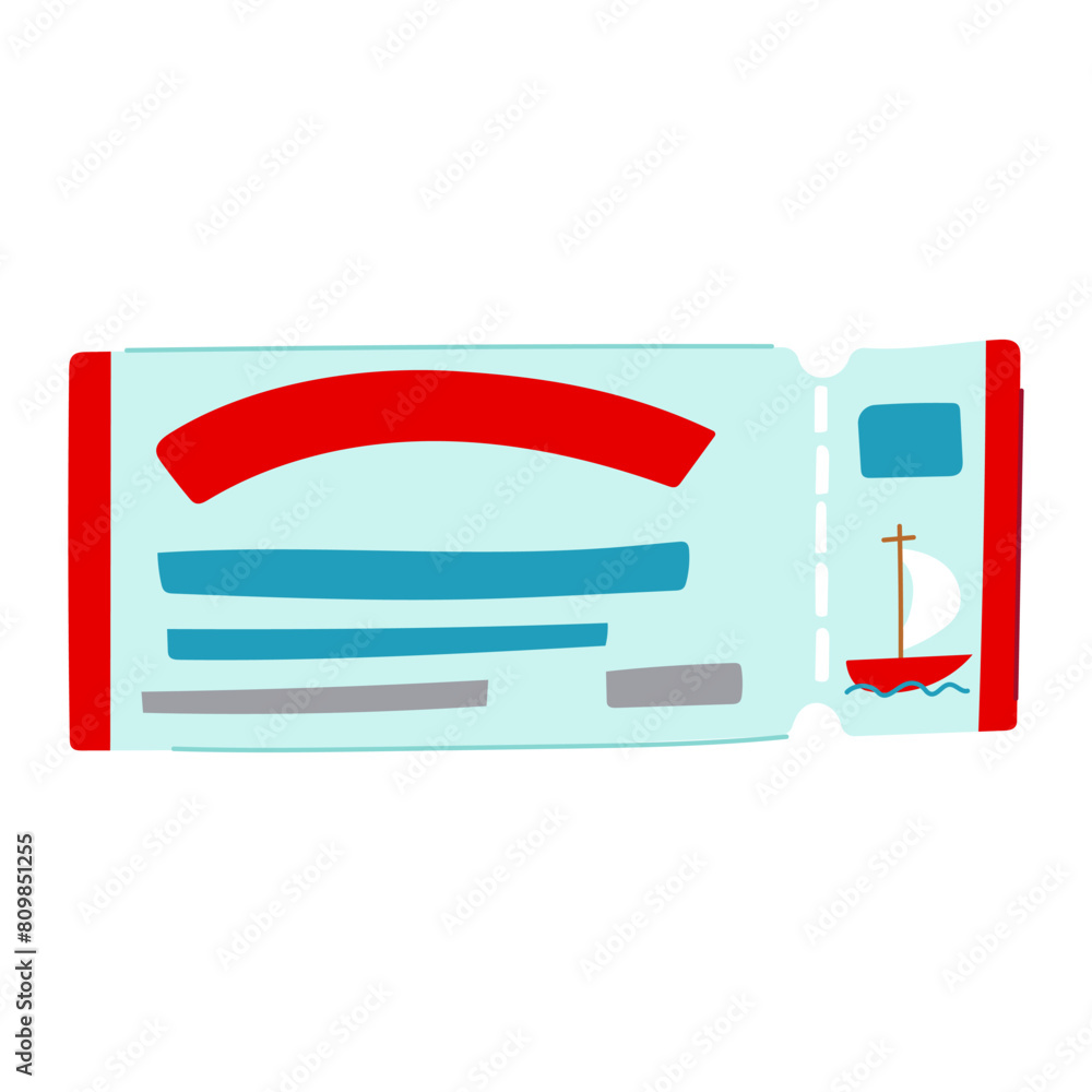 vacation cruise ship ticket cartoon. tour boarding, trip destination ...