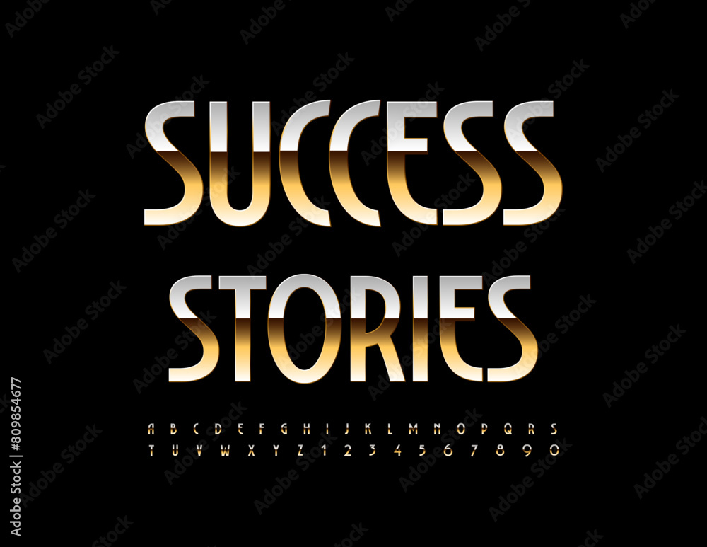 Vector premium icon Success Stories. Cool Gold Font. Chic Alphabet ...