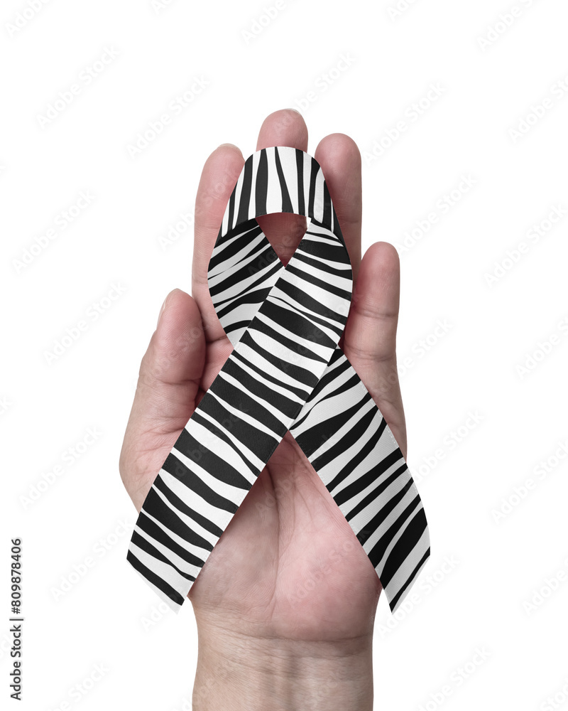 Foto de Stock Zebra stripe ribbon black and white pattern awareness for ...