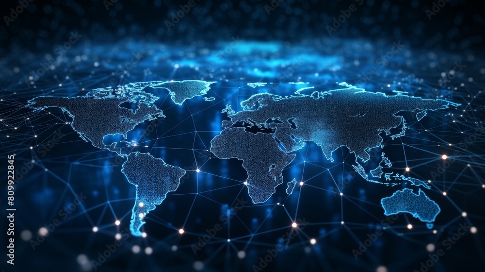 Design a virtual world map where digital binary code connects cultural ...