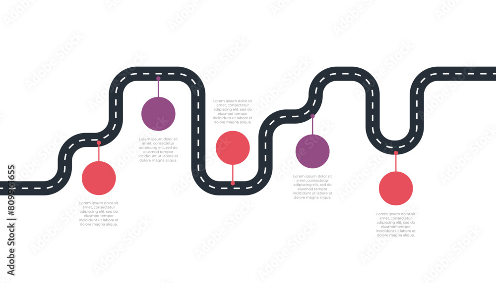 Roadmap process infographic with 5 steps Stock Vector | Adobe Stock