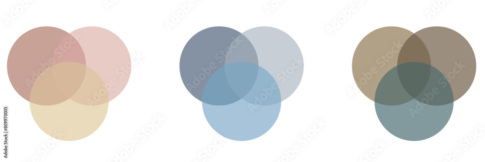 Venn diagram three overlapping circles chart line and solid. Business ...