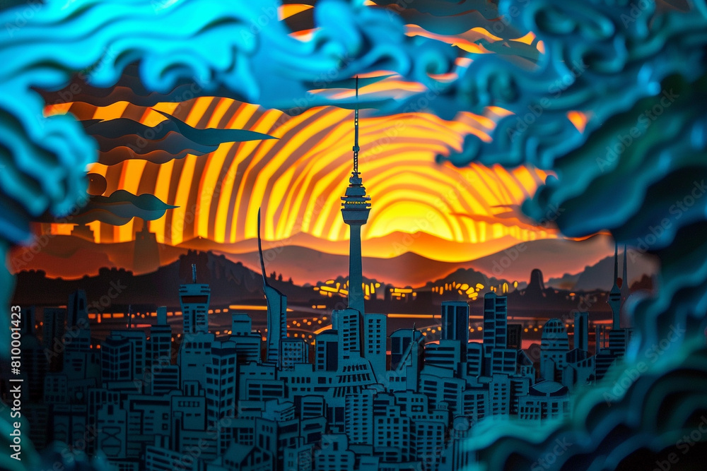Seouls N Seoul Tower reimagined as an intricate paper cut design ...