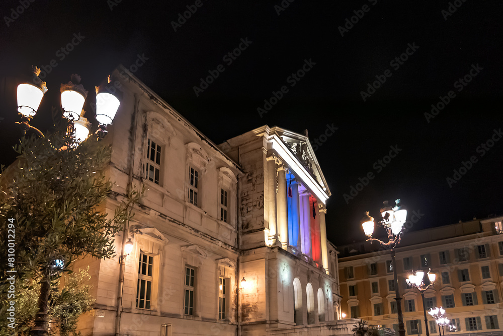 Night view of Nice Courthouse (Palace of Justice, 1885) - imposing law ...
