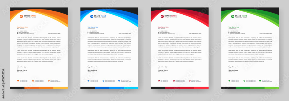 Stock-Vektorgrafik „Abstract letterhead design template with yellow ...