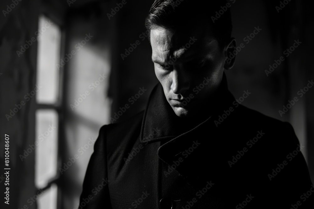 Mysterious man in dark tones, showcasing a brooding and intense ...